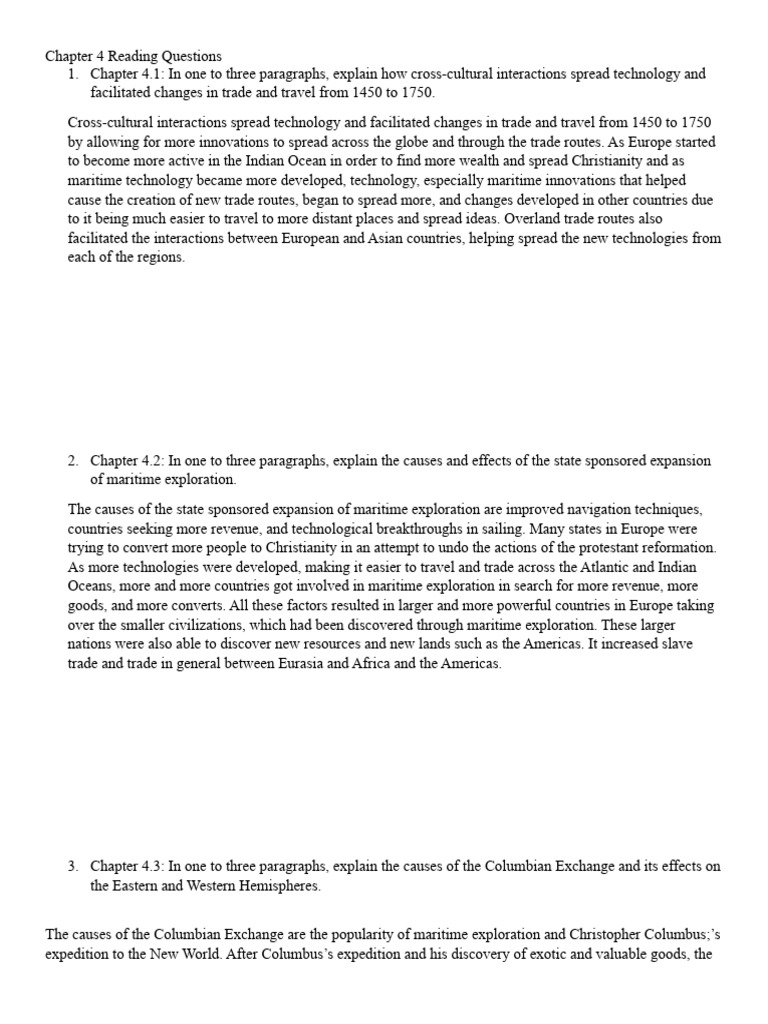 Chapter 4 Reading Questions | PDF | Mughal Empire | Trade