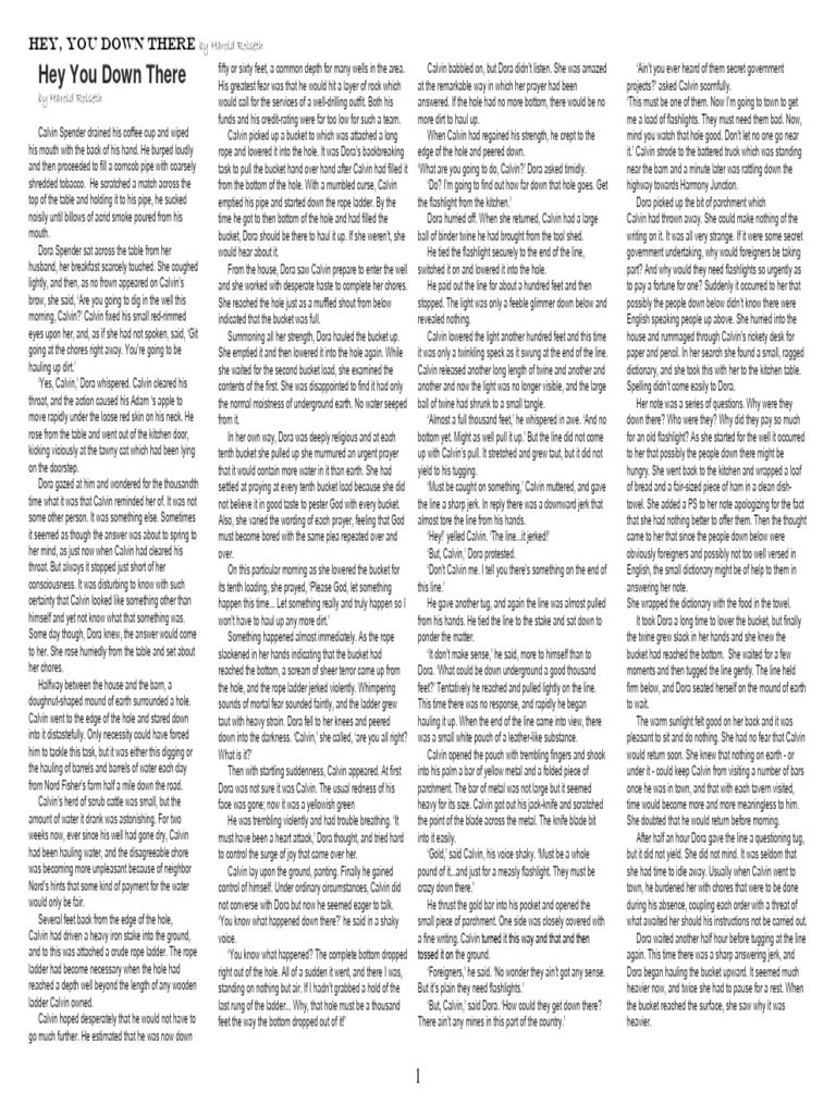 Hey You Down There 1 | PDF