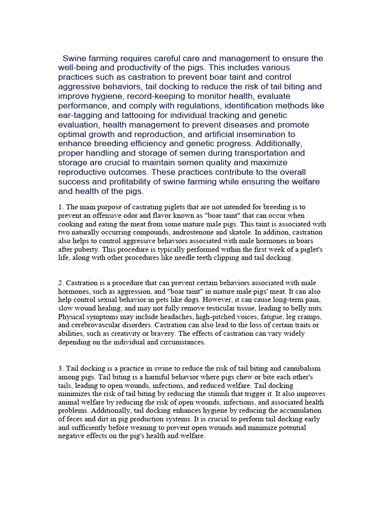 Swine Farming Requires Careful Care and Management | PDF | Pig ...