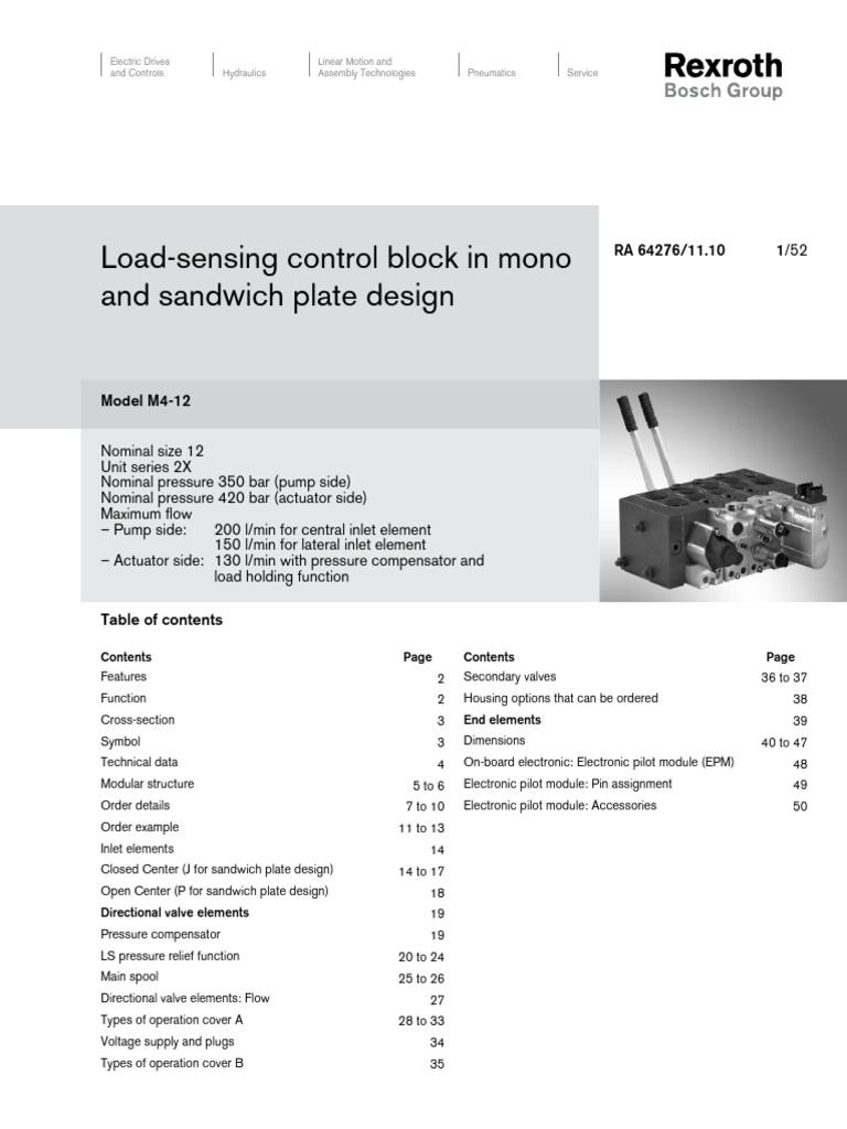 Load-Sensing Control Block in Mono and Sandwich Plate Design | PDF ...