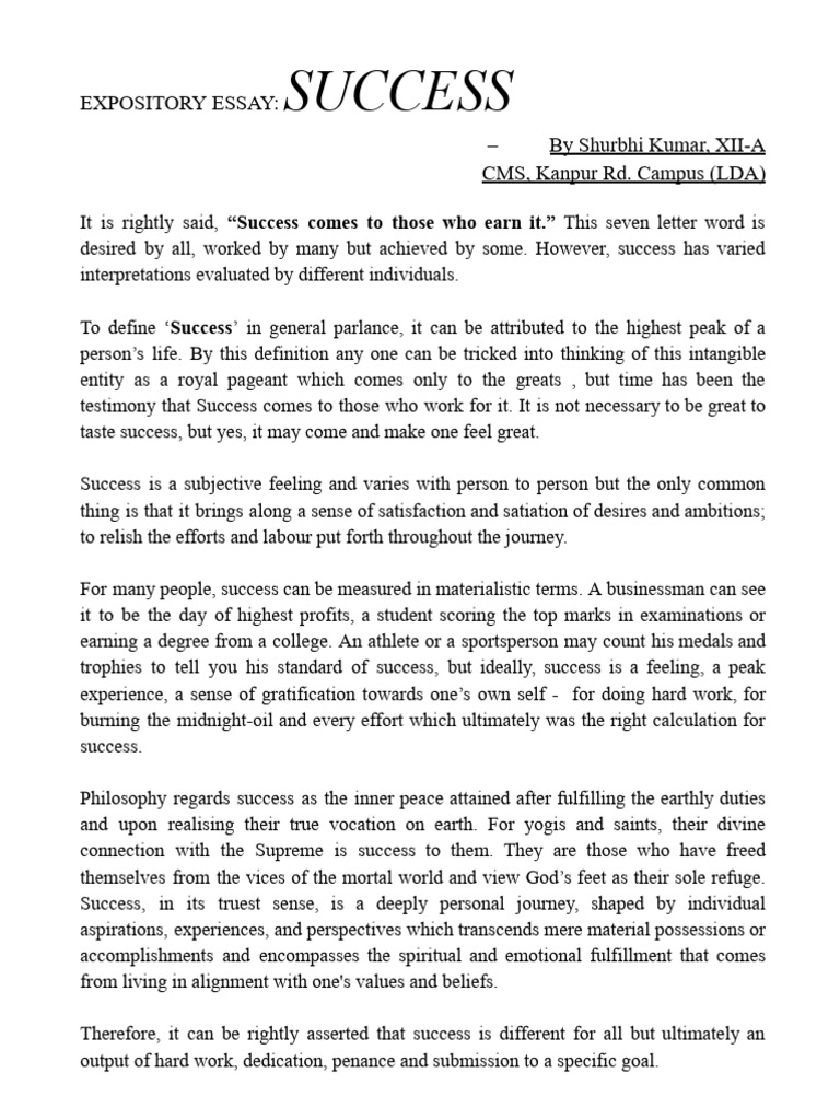 (Sample1) Expository Essay - Success | PDF
