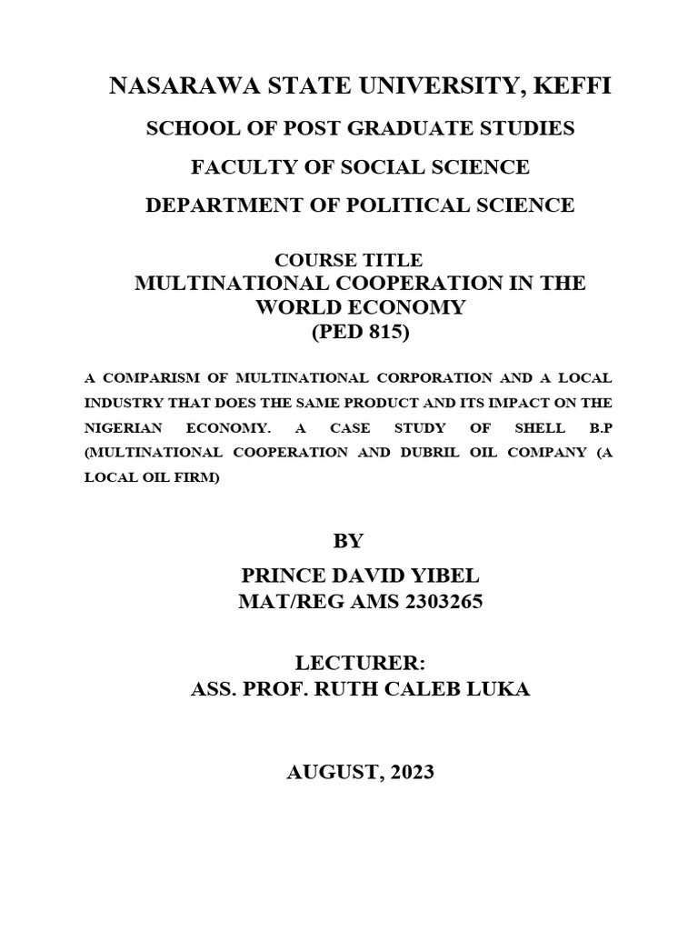 Impact of Shell BP vs. Dubri Oil in Nigeria | PDF | Multinational ...