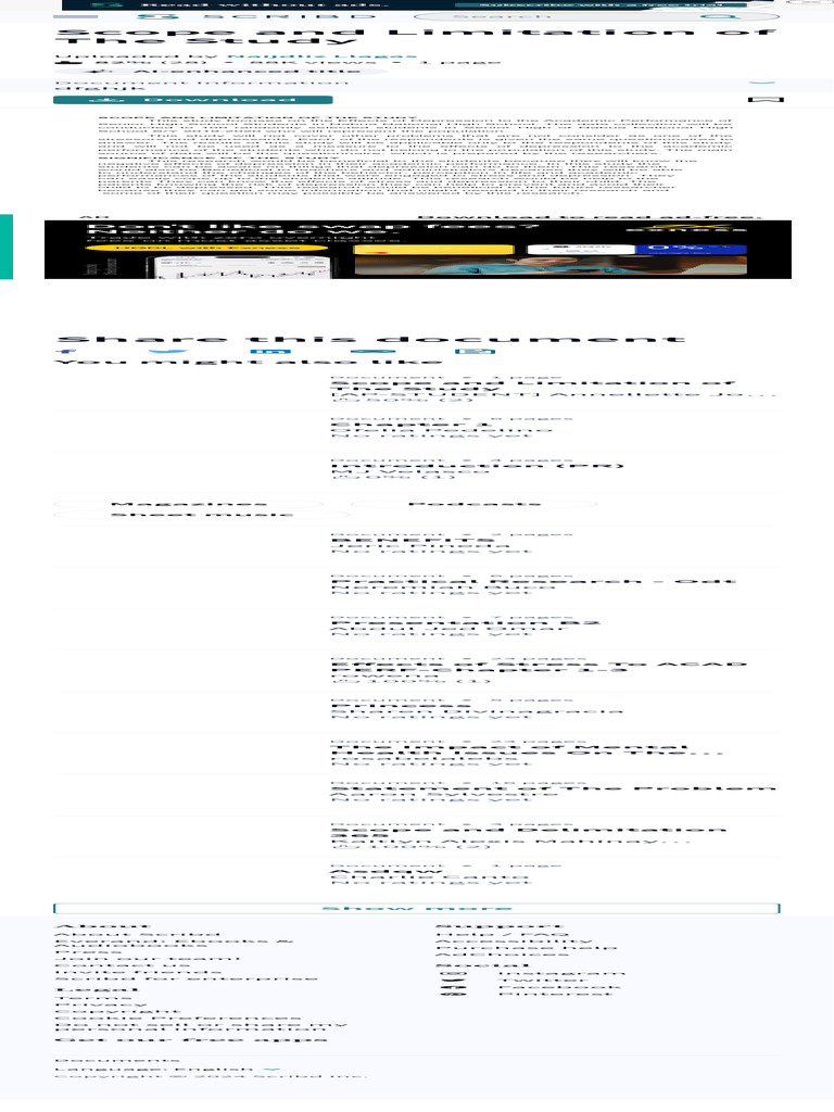 Scope and Limitation of The Study PDF | PDF | Scribd | Psychology