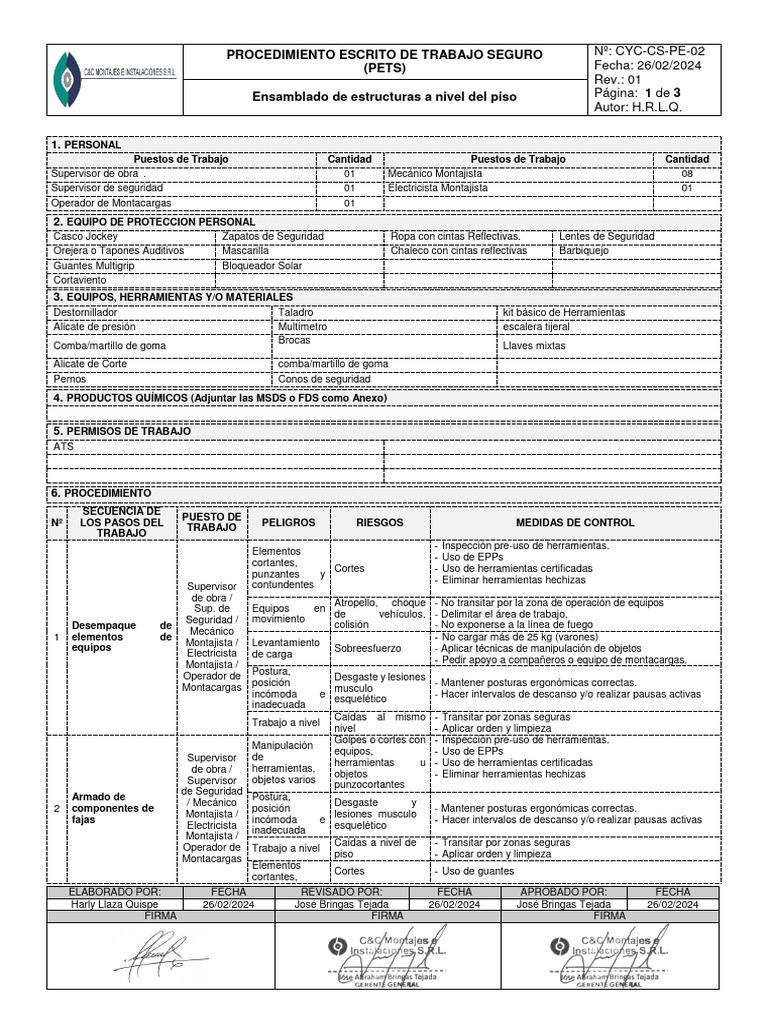 CYC-CS-PE-02 Ensamblado de Estructuras A Nivel Del Piso | PDF | Factores humanos y ergonomía ...