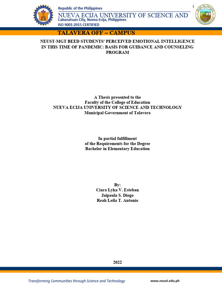 Quantitative Research - Sample Thesis | PDF | Emotional Intelligence | Intelligence