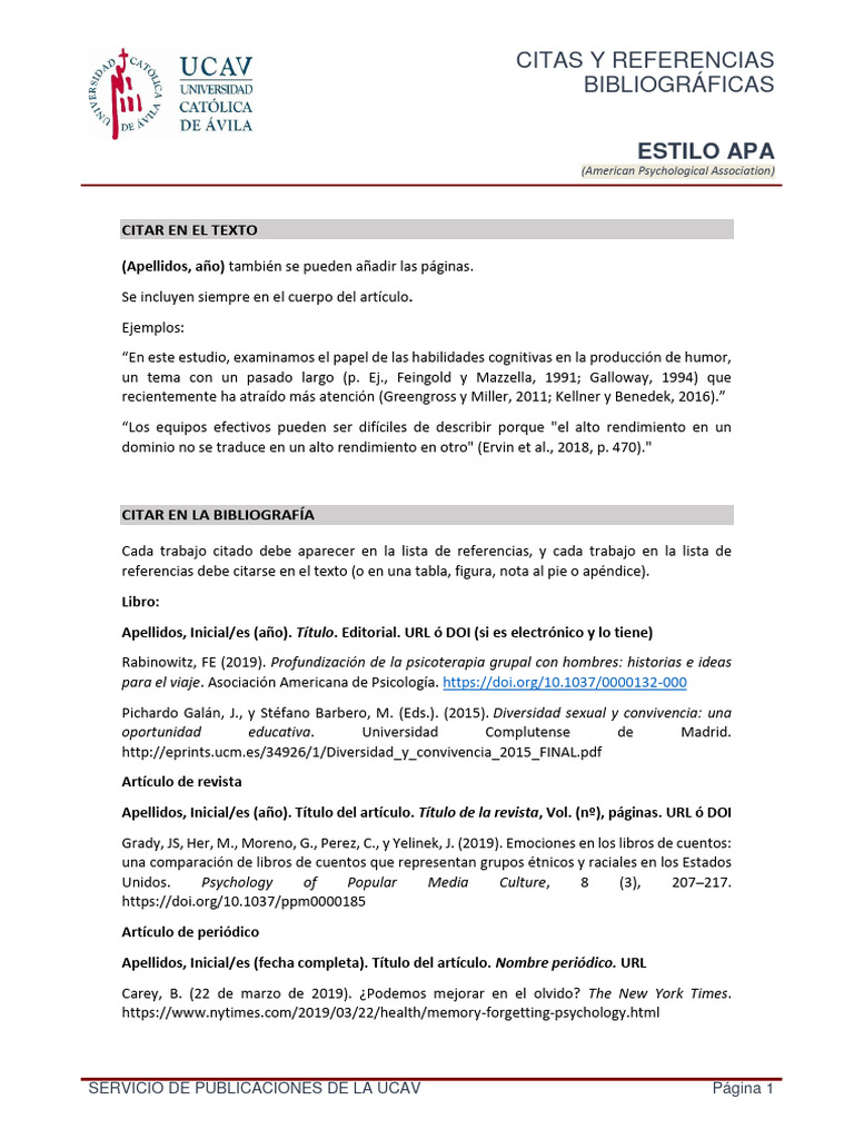 Guía de Citas y Referencias APA | PDF | Estilo apa | Sicología