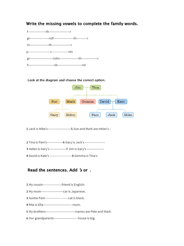 Write The Missing Vowels To Complete The | PDF
