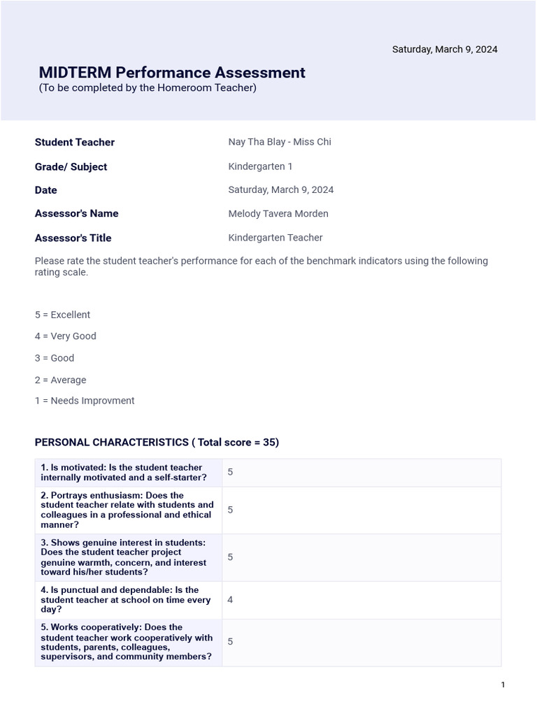 Mid-Term Performance Assessment | PDF | Teachers | Classroom Management
