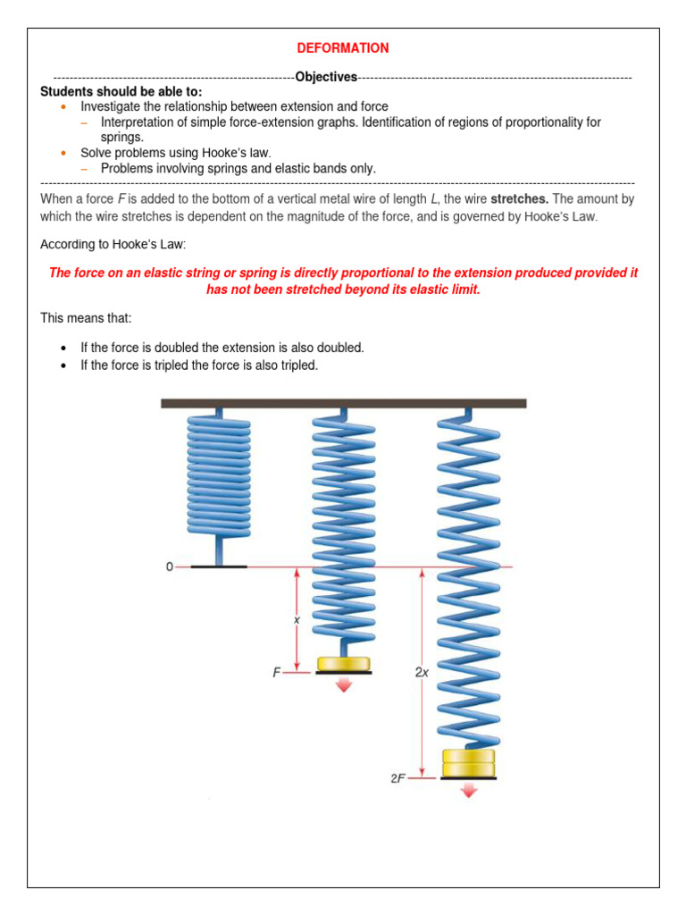 Understanding Hooke's Law and Deformation | PDF | Elasticity (Physics) | Deformation (Engineering)