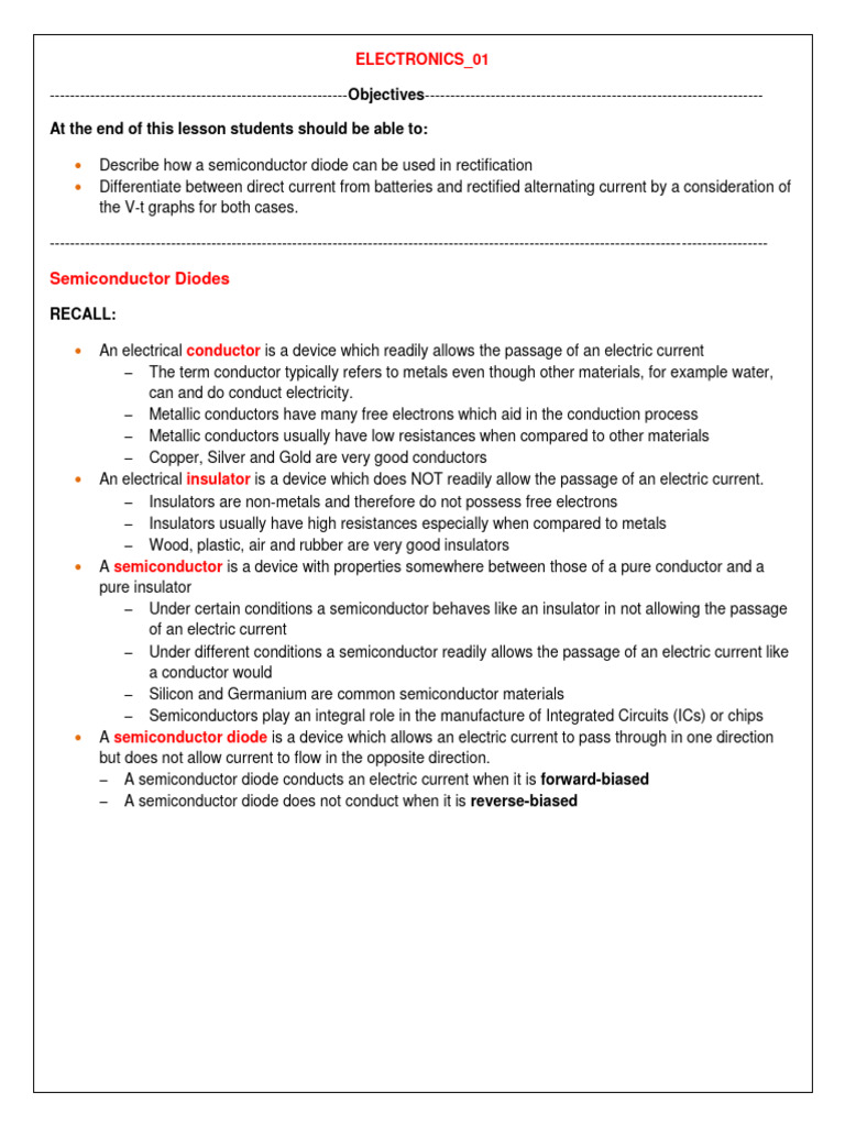ELECTRONICS | PDF | Rectifier | Diode