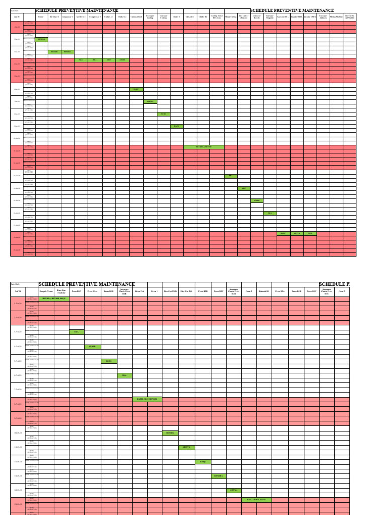 Schedule PM Monthly Juli 2020 | PDF | Engineering Thermodynamics | Thermodynamics