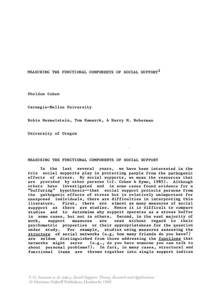Measuring Functional Social Support | PDF | Social Support ...