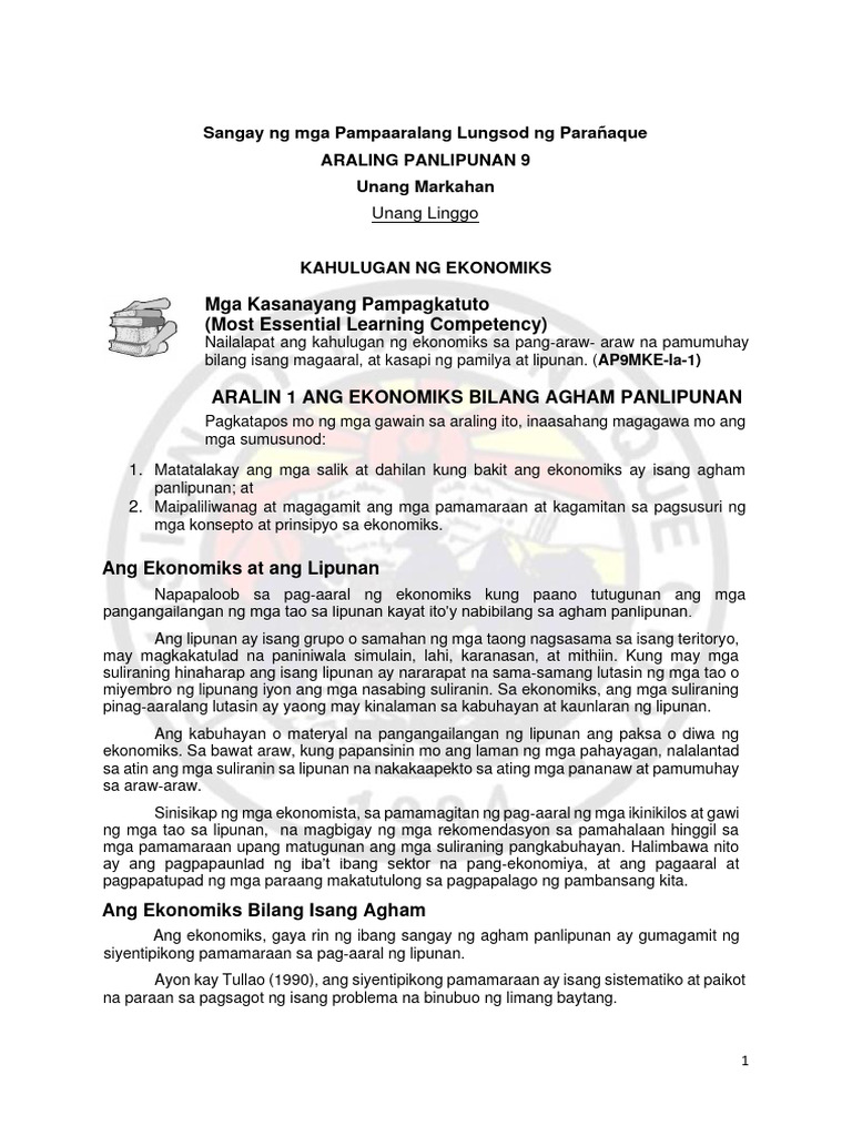 AP Grade9 Quarter1 Module Week1 | PDF