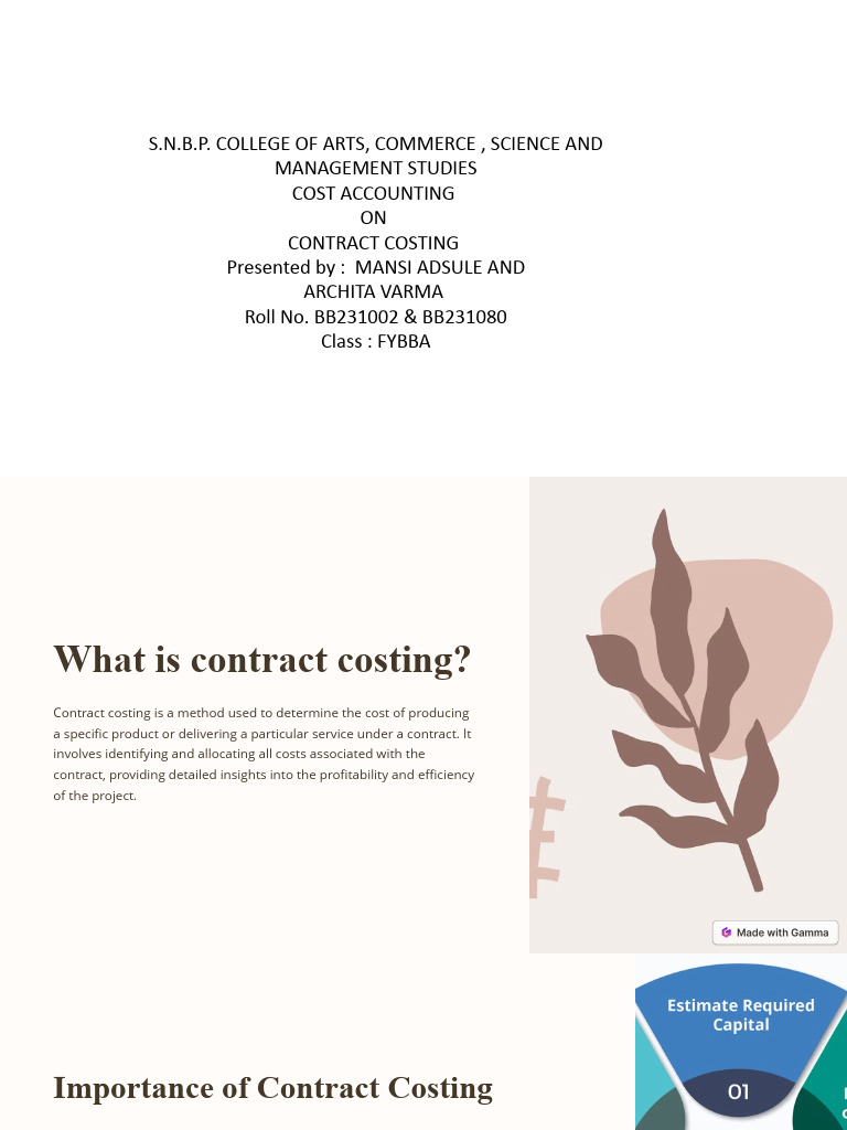 Contract Costing Mansi And Archita Bb231002 Bb231080 Pdf Cost