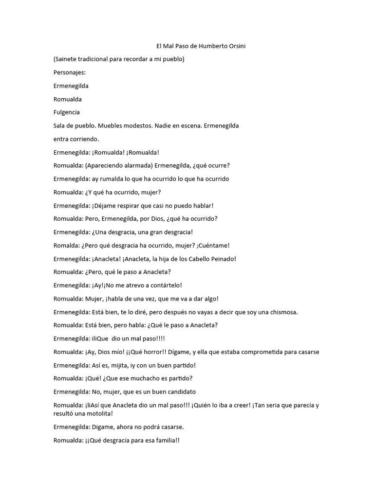 El Mal Paso de Humberto Orsini | PDF