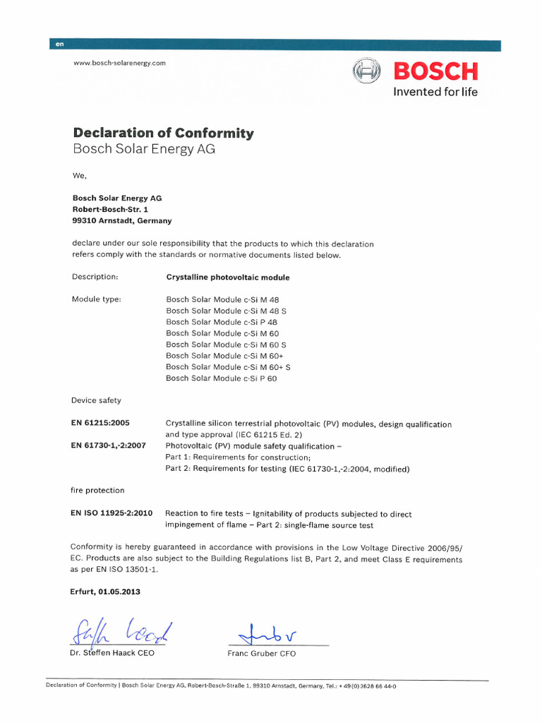 BOSCH Serie C SI Declaracion Conformidad EN | PDF