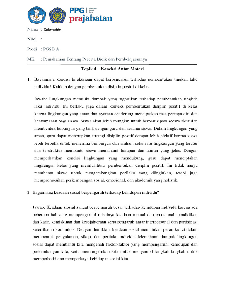 Topik 4 - Koneksi Antar Materi | PDF | Karier & Perkembangan