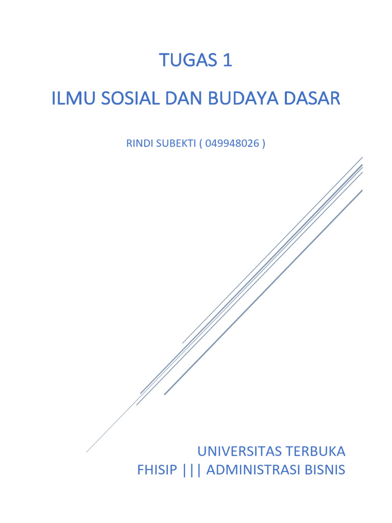 Tugas 1 Ilmu Sosial Dan Budaya Dasar (Rindi Subekti) | PDF