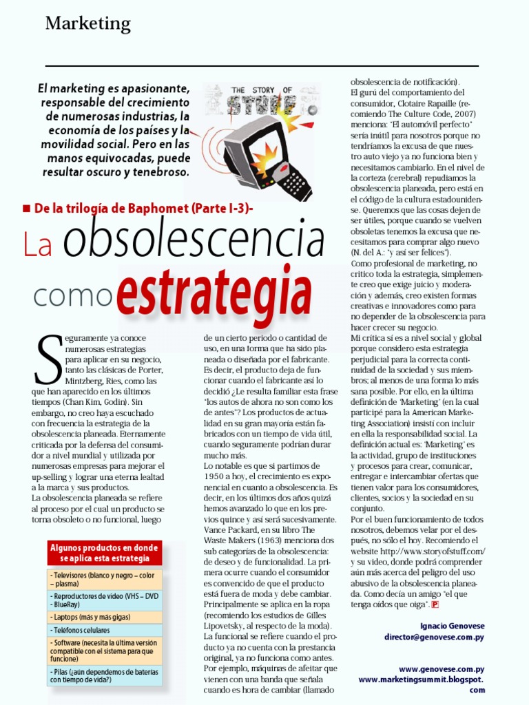 La Obsolescencia Como Estrategia | PDF | Marketing | Los consumidores