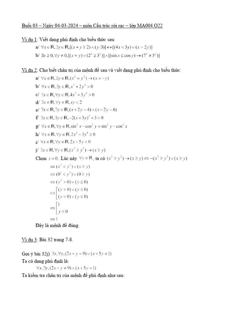 Buoi 03 - Ngay 04-03-2024 - Mon Cau Truc Roi Rac - Lop MA004.O22 | PDF
