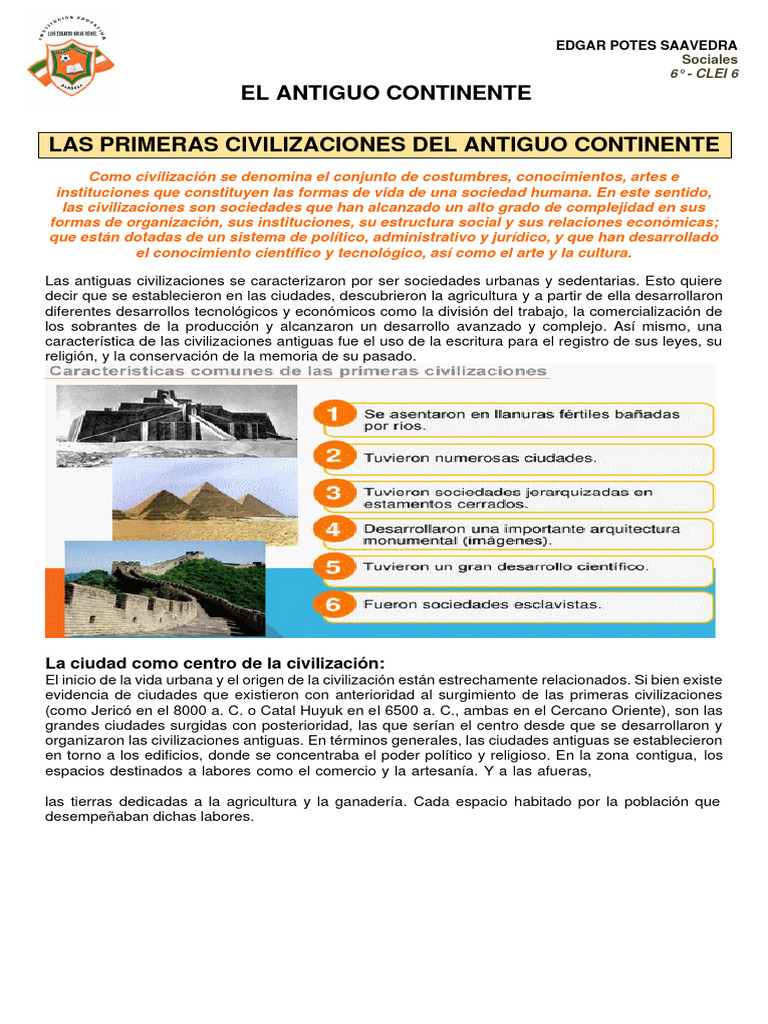 6 Sociales Clei 6 - Antiguo Contnente | PDF | Babilonia | Mesopotamia