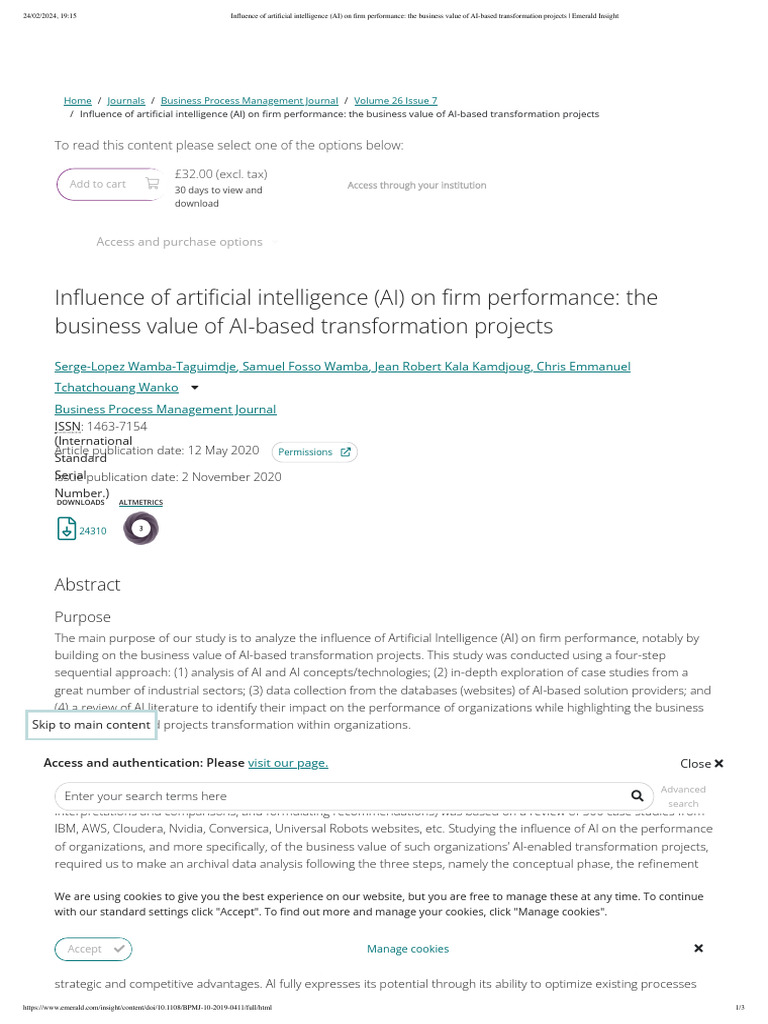 Influence of Artificial Intelligence (AI) On Firm Performance - The ...