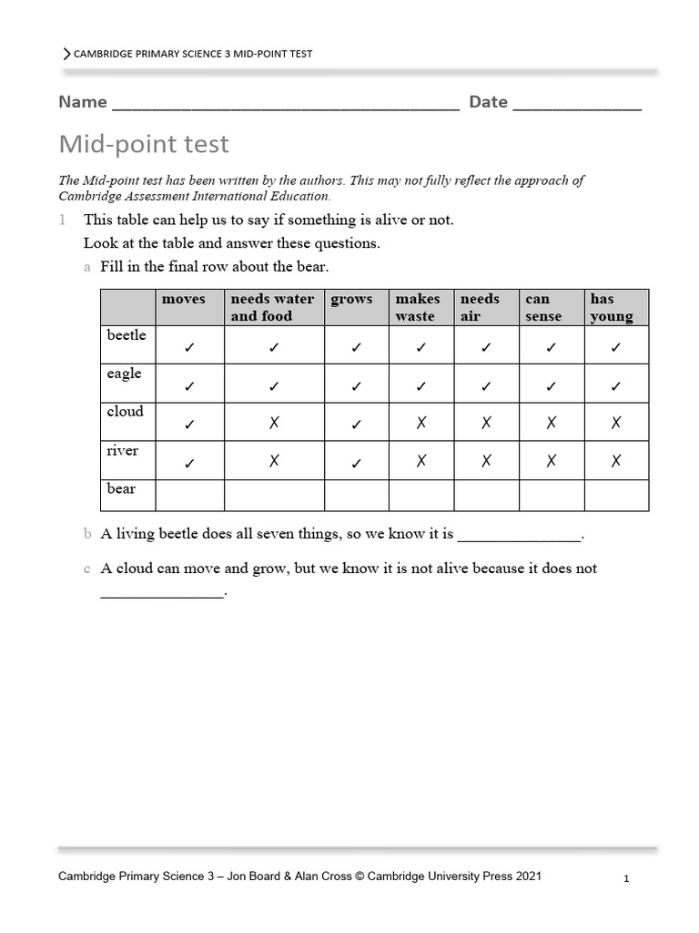 P Science 3 Mid-Point | PDF
