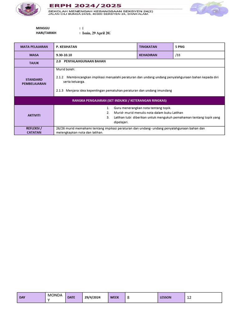M8 dan Isnin M9 | PDF | Grammatical Tense | Reading Comprehension