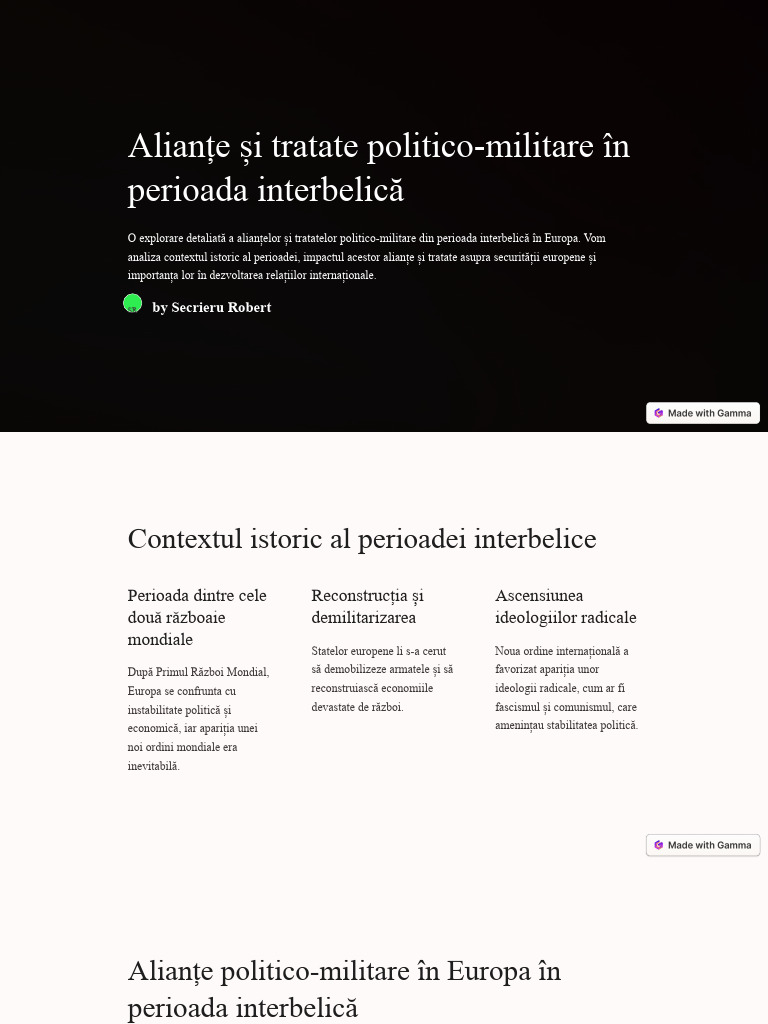 Aliante Si Tratate Politico Militare in Perioada Interbelica | PDF