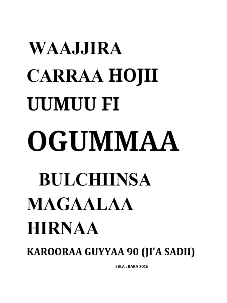 Karooraa Guyyaa 90 WCHUO BMH Bara 2016 | PDF