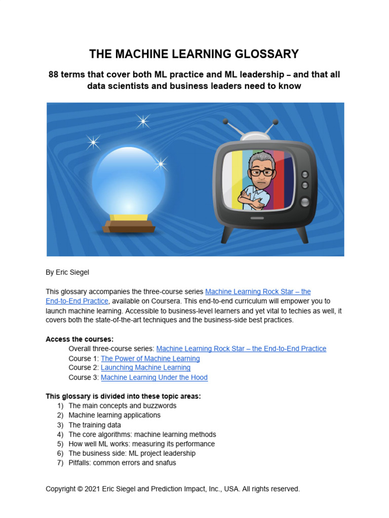 The Machine Learning Glossary | PDF | Receiver Operating Characteristic | Artificial Intelligence
