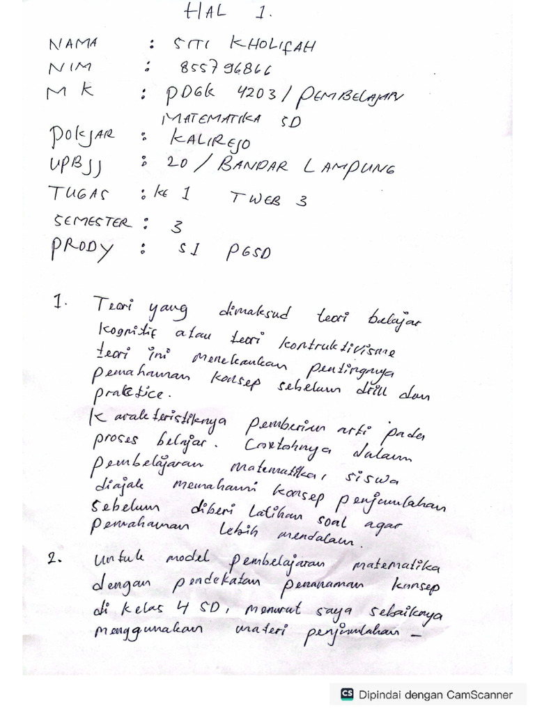 Tigas 1 Pembelajaran Matematika SD | PDF