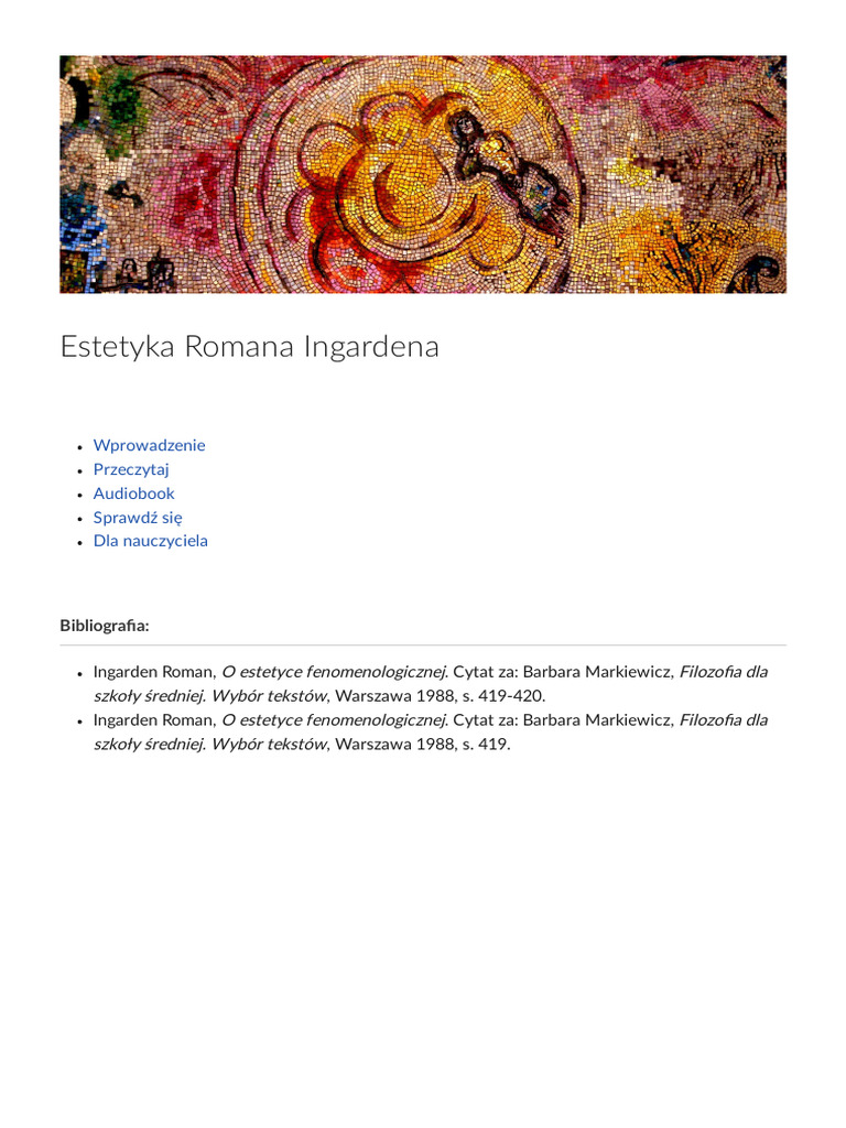 Estetyka, Roman Ingarden | PDF