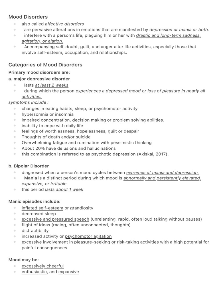 Mood Disorders | PDF | Bipolar Disorder | Mania