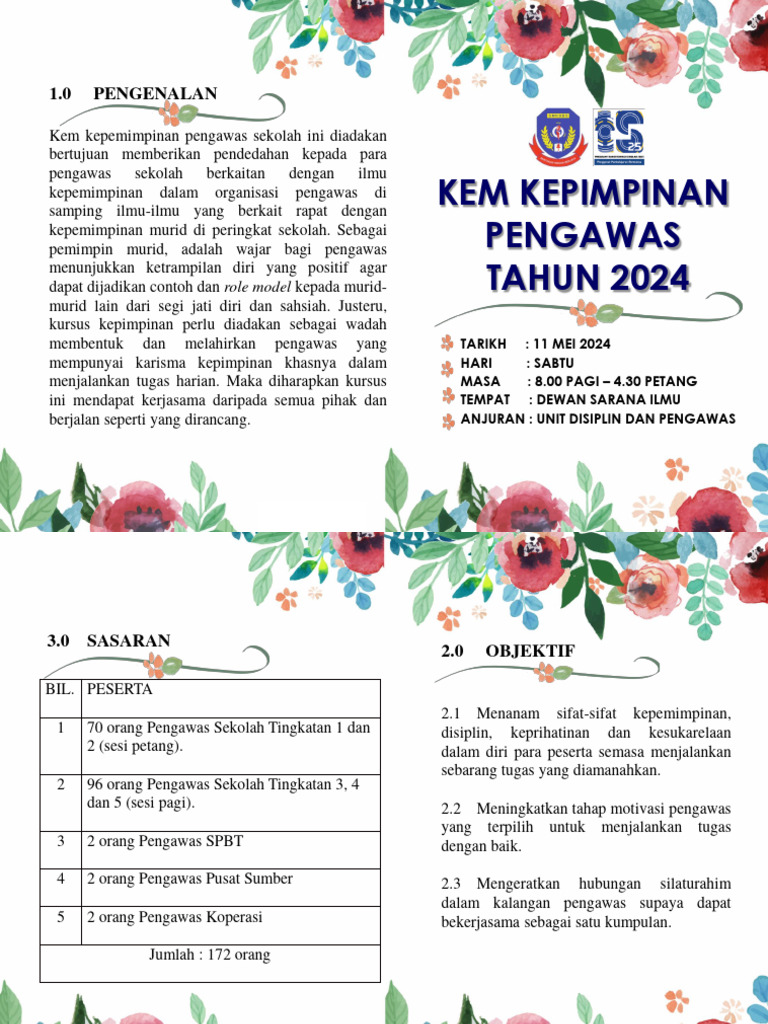 BROSUR Kem Kepimpinan Pengawas 2024 | PDF