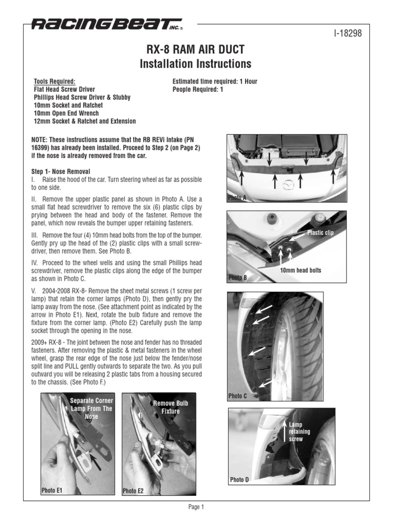 18298 RX8 Duct | PDF | Screw | Vehicles
