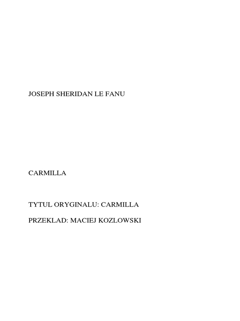 Carmilla - Joseph Le Fanu | PDF