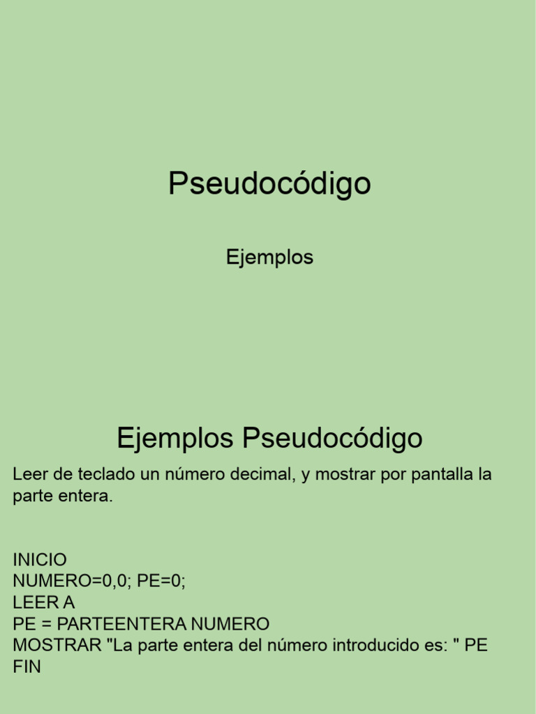 Ejemplos de Pseudocódigo Básico | PDF | Año | Entero