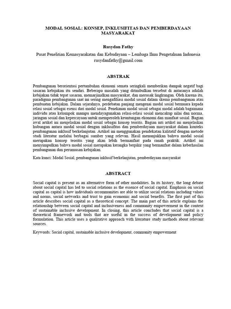 Modal Sosial untuk Pemberdayaan Masyarakat | PDF | Ilmu Sosial