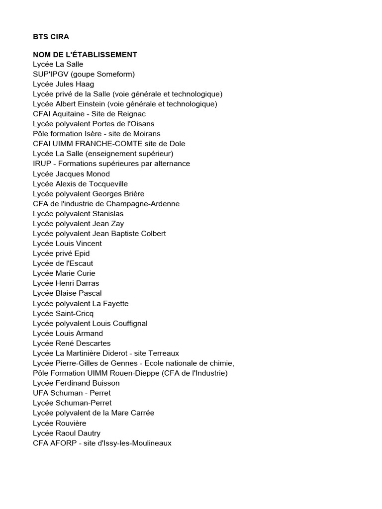 LISTE ECOLES Domaine de La Mesure | PDF
