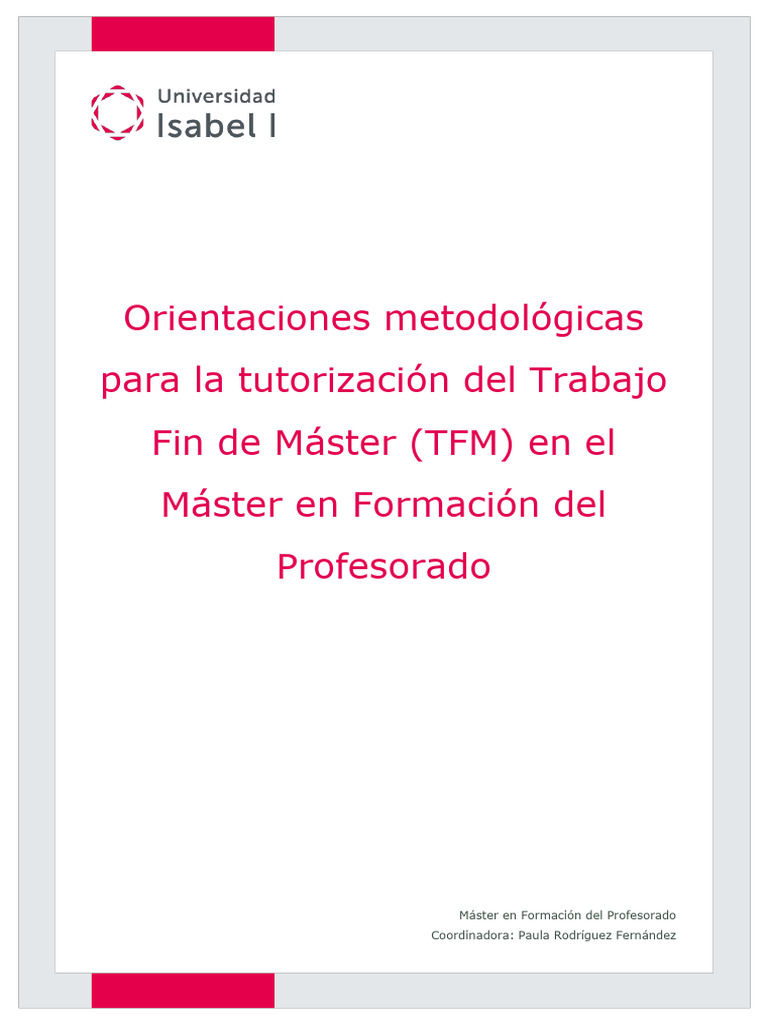 Orientaciones Metodolã Gicas para La Tutorizaciã N Del TFM en El MFP | PDF | Evaluación | Salón ...