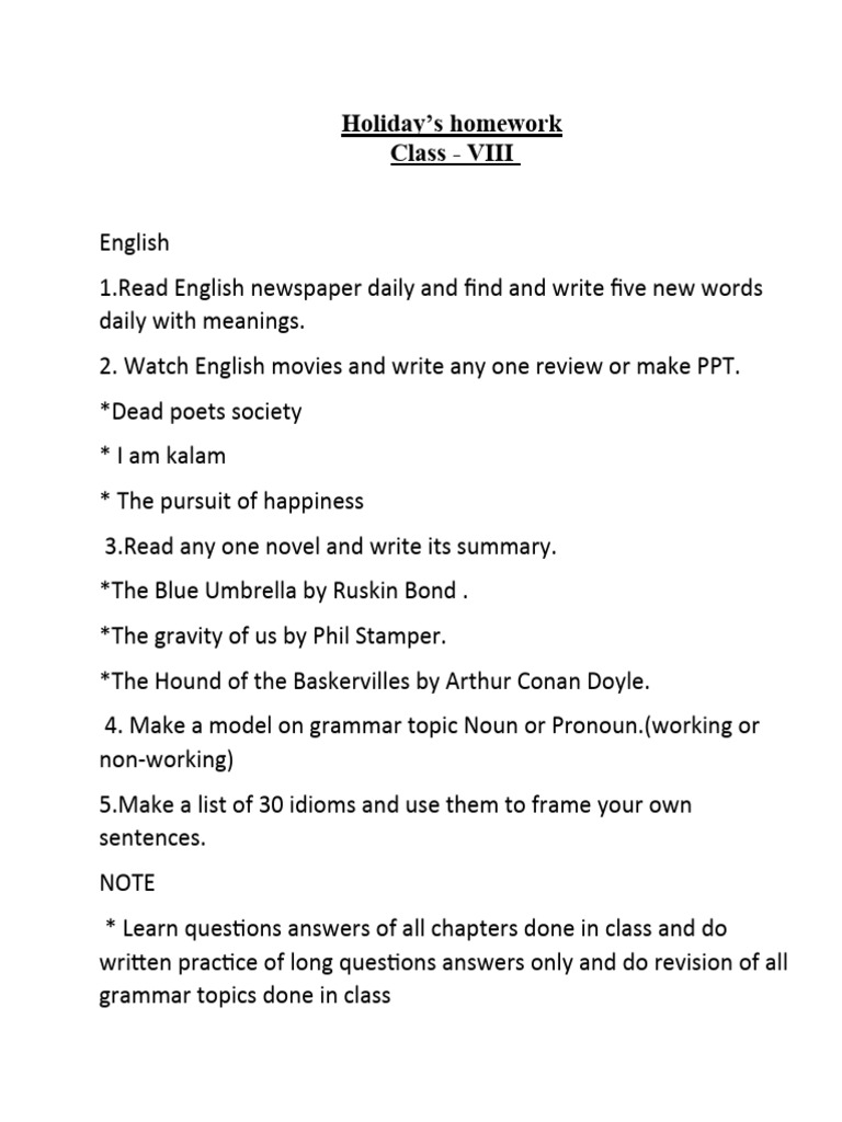 Class 8 Holiday Homework Assignments | PDF | Rectangle