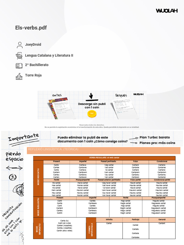 Wuolah Free Els Verbs | PDF