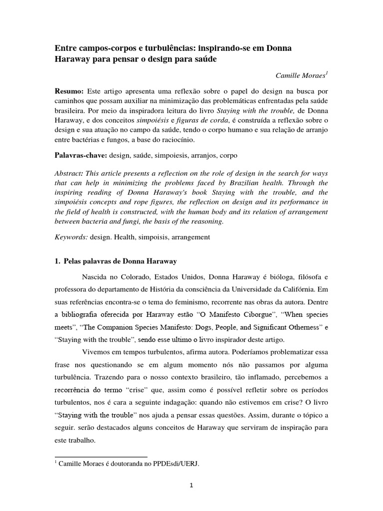 Design e Saúde: Reflexões de Haraway | PDF | Promoção de saúde | Pensamento