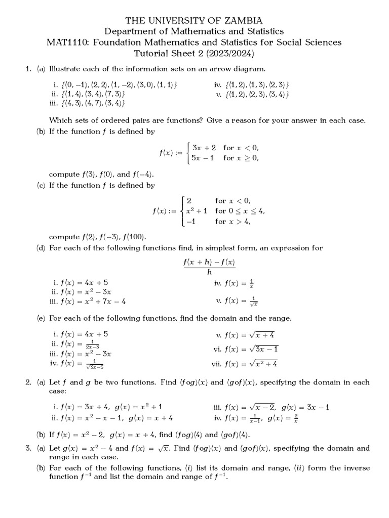T_Sheet_2_2023_2024 | PDF | Function (Mathematics) | Functions And Mappings