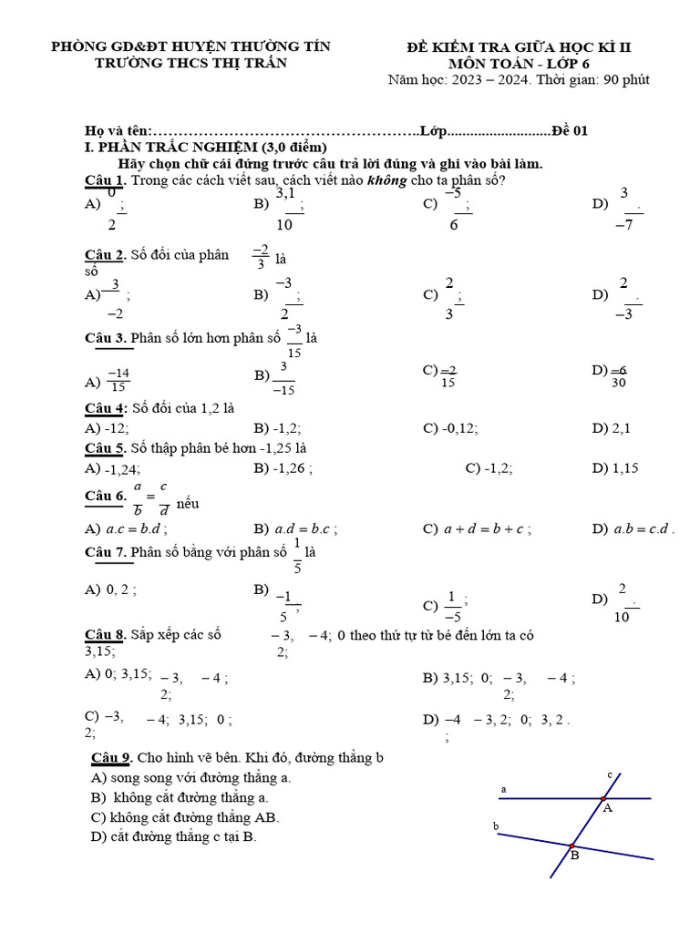 De-Giua-Hoc-Ki-2-Toan-6-Nam-2023-2024-Truong-Thcs-Thi-Tran-Ha-Noi-Đã G P-Các Trang Đã Xóa | PDF
