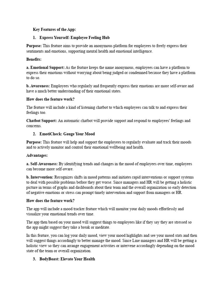 Key Features of The App-Engage Well | PDF | Emotions | Mood (Psychology)