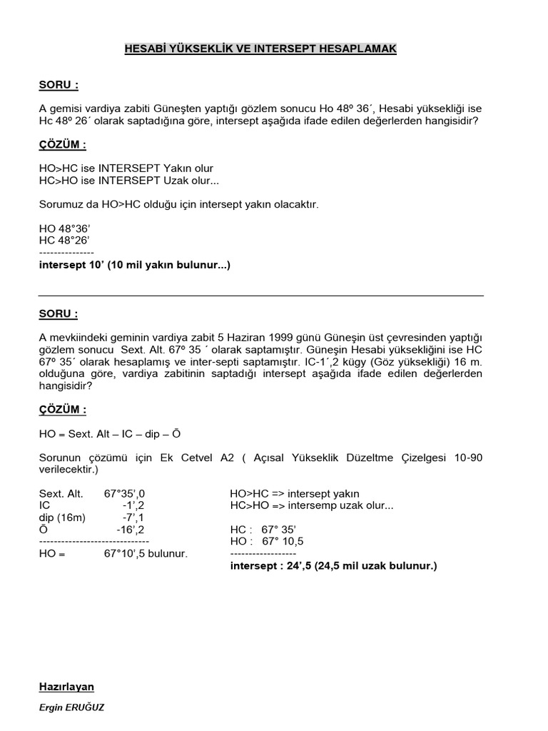 Çözümlü Seyir Soru | PDF