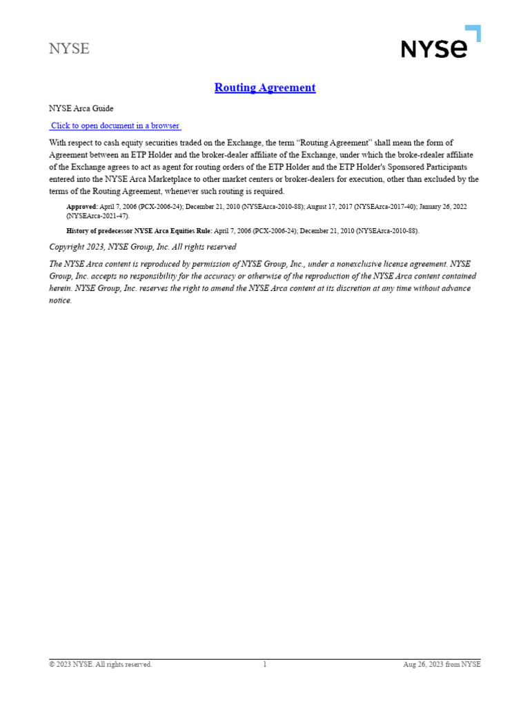 Routing Agreement | PDF