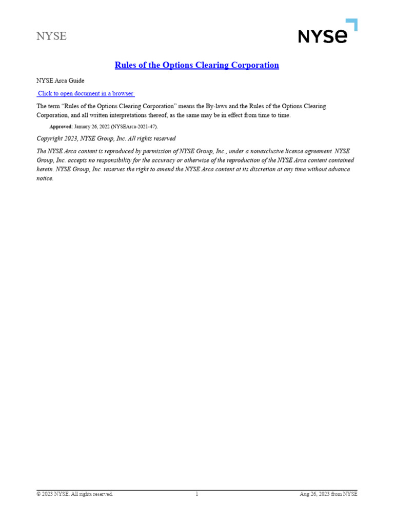 Rules of The Options Clearing Corporation | PDF